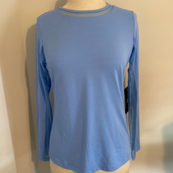 IBKUL | Tops | Ibkul Periwinkle Color Long Sleeve Crew Neck With Mesh ...
